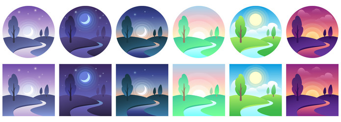 Morning Noon Evening Night Vector Images (over 140)