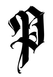Letter p in the gothic style alphabet Royalty Free Vector