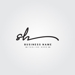 Elegant Handwritten SH Monogram Logo Royalty Free Vector
