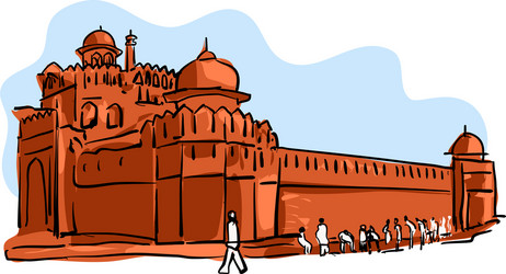 Indian maratha fort with flag Royalty Free Vector Image