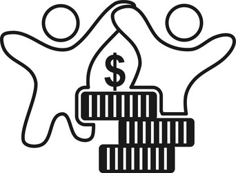 Stack money commitment teamwork together outline Vector Image