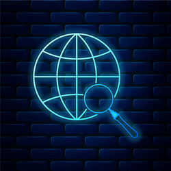 Glowing neon world and global news concept icon Vector Image