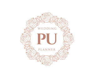 Pu initials letter wedding monogram logos Vector Image