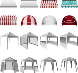 Canopy shed overhang icons set flat style Vector Image