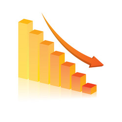 Growing graph icon graph down reduce progress Vector Image