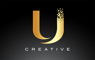 U initial letter logo design with digital pixels Vector Image
