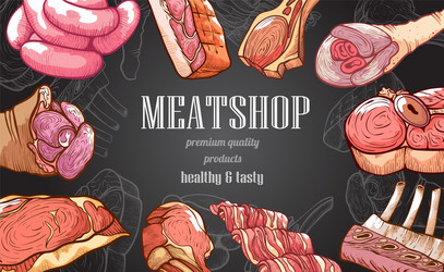 Meat delicatessen product banner with copy space Vector Image