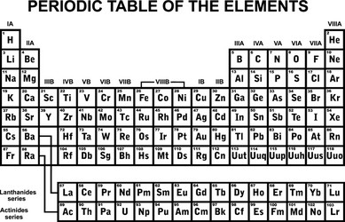 Black and white periodic table elements Royalty Free Vector