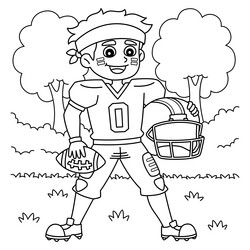 American football isolated coloring page for kids Vector Image