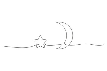 One continuous single line of crescent moon Vector Image