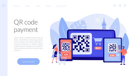 Scan qr code flat landing page template Royalty Free Vector
