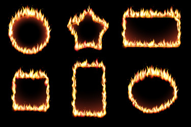 Golden neon frames with smoke and sparkles fire Vector Image