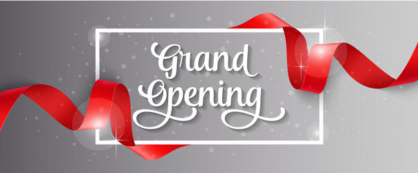 Grand opening lettering and cut ribbon Royalty Free Vector