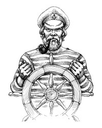 Sailor man hand draw Royalty Free Vector Image