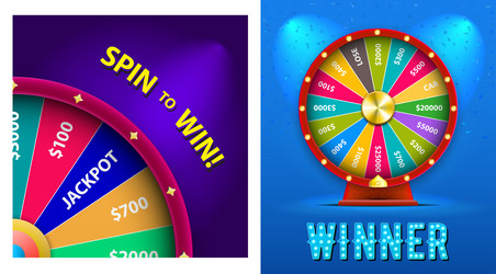 Set of 3d spinning fortune wheel realistic style Vector Image