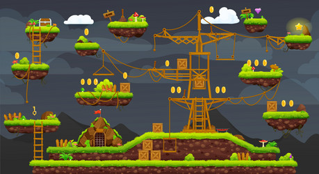 Game platform cartoon forest landscape 2d design Vector Image