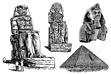 Graphical set of egypt landmarks isolated on black