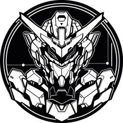 Mecha icon in a circle in black over white Vector Image