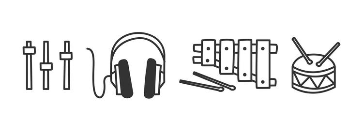 Music element line doodle style drawing set Vector Image