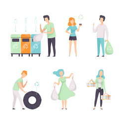 Waste sorting different types garbage paper Vector Image