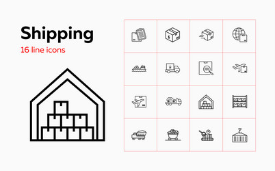Shipping line icon set parcel ship airplane Vector Image