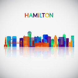 Hamilton skyline silhouette black city Royalty Free Vector