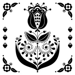 Scandinavian folk art frame border retro Vector Image