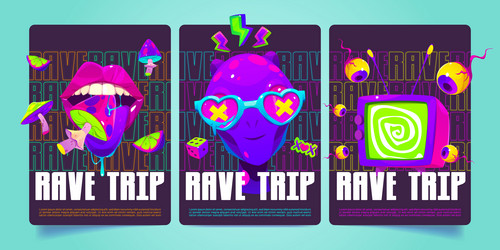 Psychedelic rave banner Royalty Free Vector Image