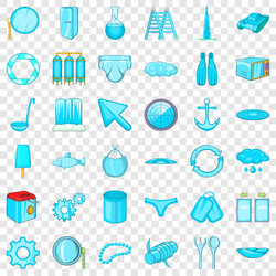 Blue set icons cartoon style Royalty Free Vector Image