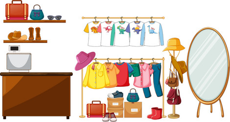 Isolated clothes on rack display Royalty Free Vector Image