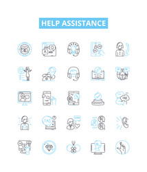 Help assistance line icons set aid assist Vector Image