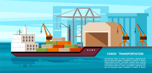 Freight sea container ships set heavy Royalty Free Vector