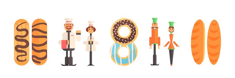 Bakery shop food and baker flat item set Vector Image