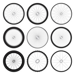 Realistic 3d bicycle wheels bike rubber tyres Vector Image