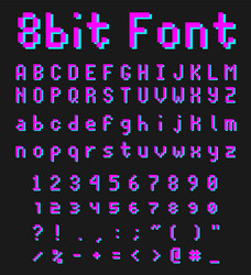 Pixel retro font 8-bit alphabet Royalty Free Vector Image