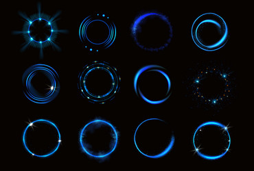 Glow gold infinity symbol or circles with sparkles