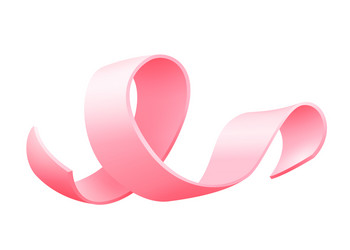Realistic pink ribbon isolated over transparent Vector Image