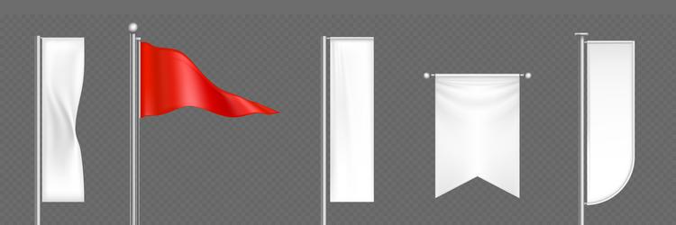 White horizontal pennant medieval flag banner Vector Image