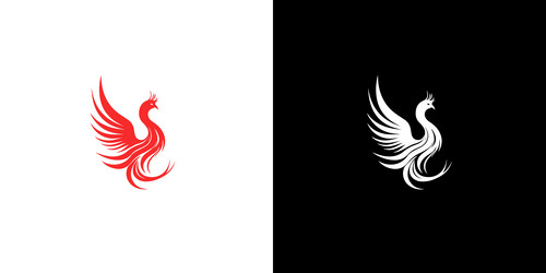 Abstract red and white phoenix logo design Vector Image