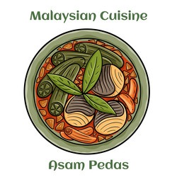 Asam pedas a spicy and tangy fish dish made Vector Image