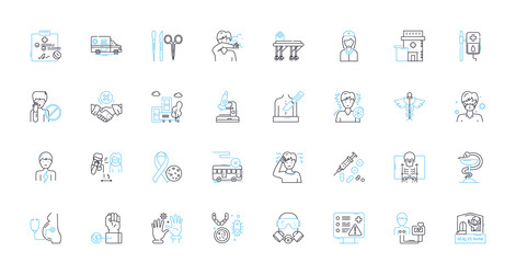 Digital health linear icons set remote care Vector Image