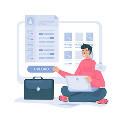 Job seeker upload cv document online on landing Vector Image
