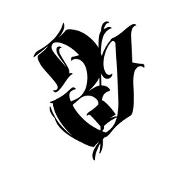 Letter v in the gothic style alphabet Royalty Free Vector