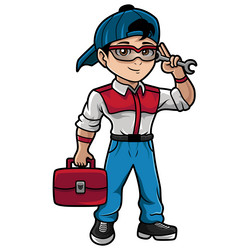 Service man cartoon chibi mascot line art Vector Image