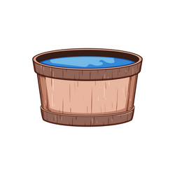 Bath wooden tub cartoon Royalty Free Vector Image