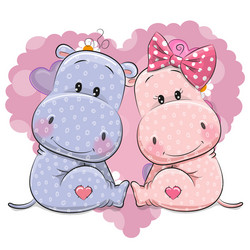 Two cute cartoon hippos Royalty Free Vector Image