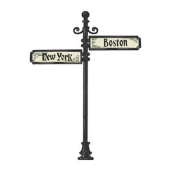 Old urban road signpost engraving Royalty Free Vector Image