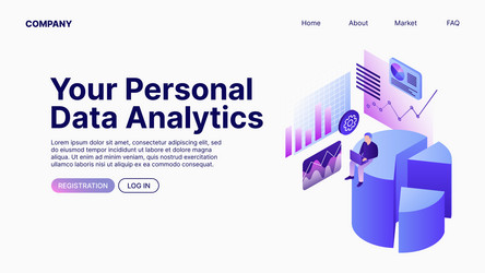 Professional data analytics data analyse landing Vector Image