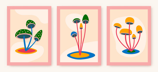 Abstract minimalist mushroom art modern Royalty Free Vector