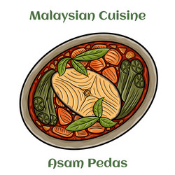 Asam pedas a spicy and tangy fish dish made Vector Image